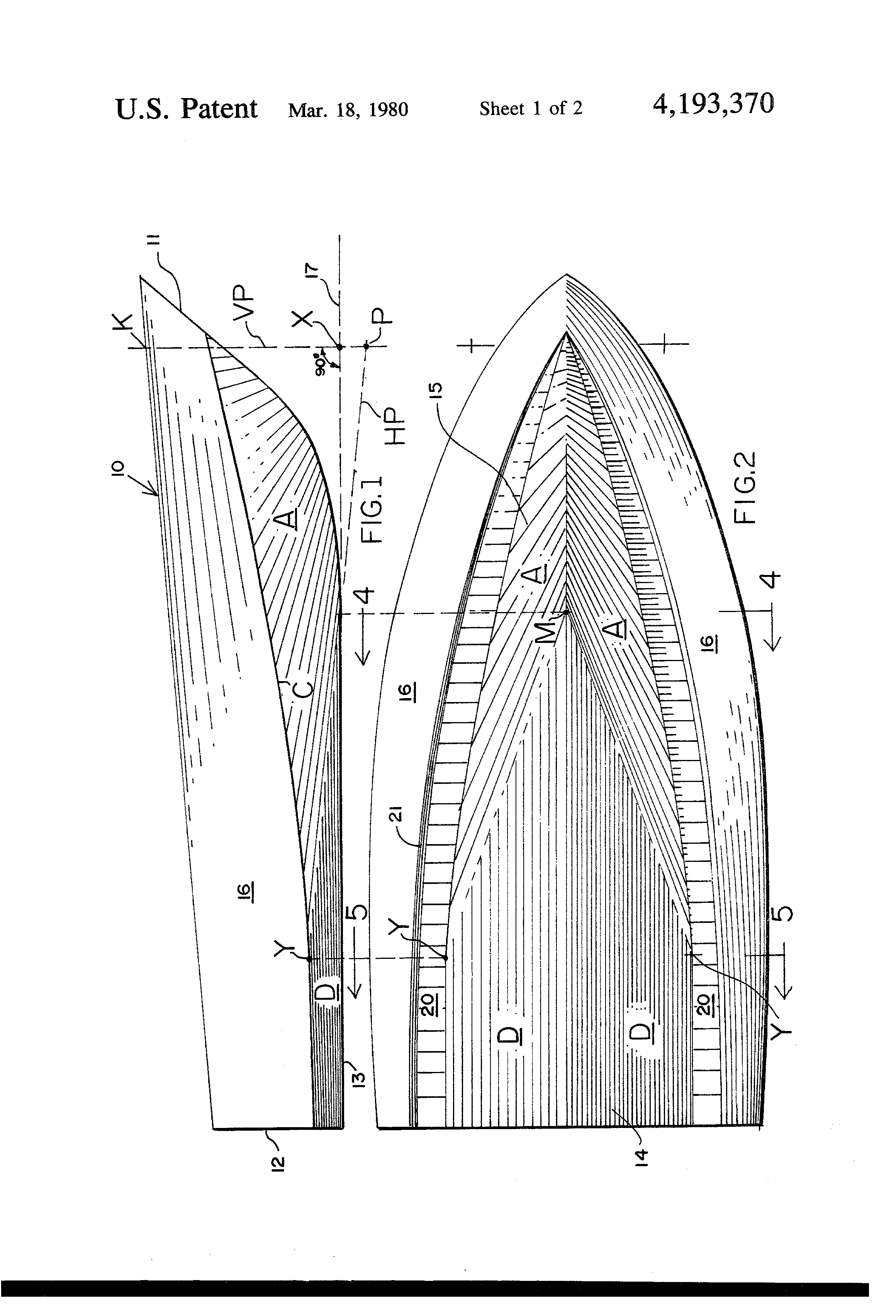 Patent US4193370 - Planing boat hull - Google Patents