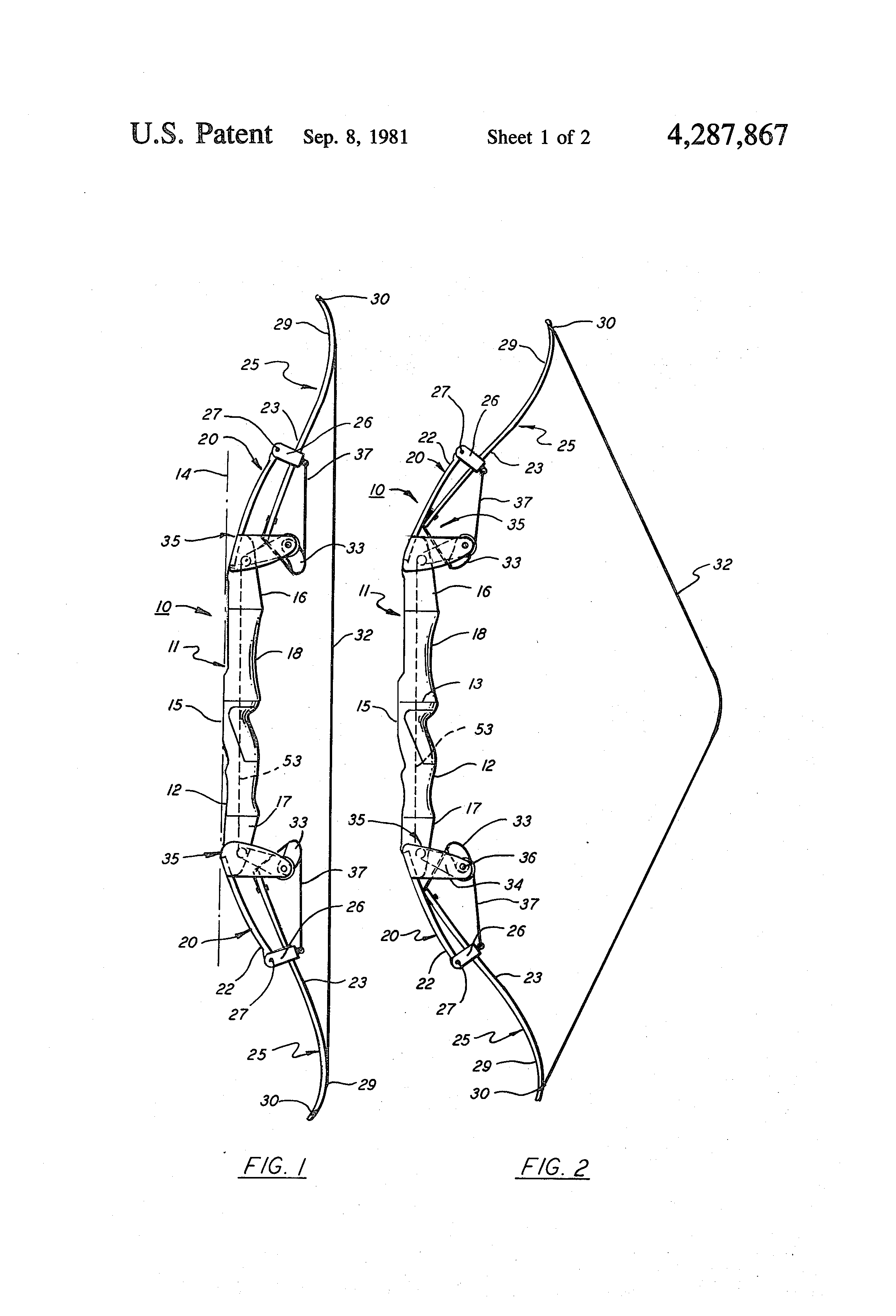 Patent US4287867 - Compound bow - Google Patents