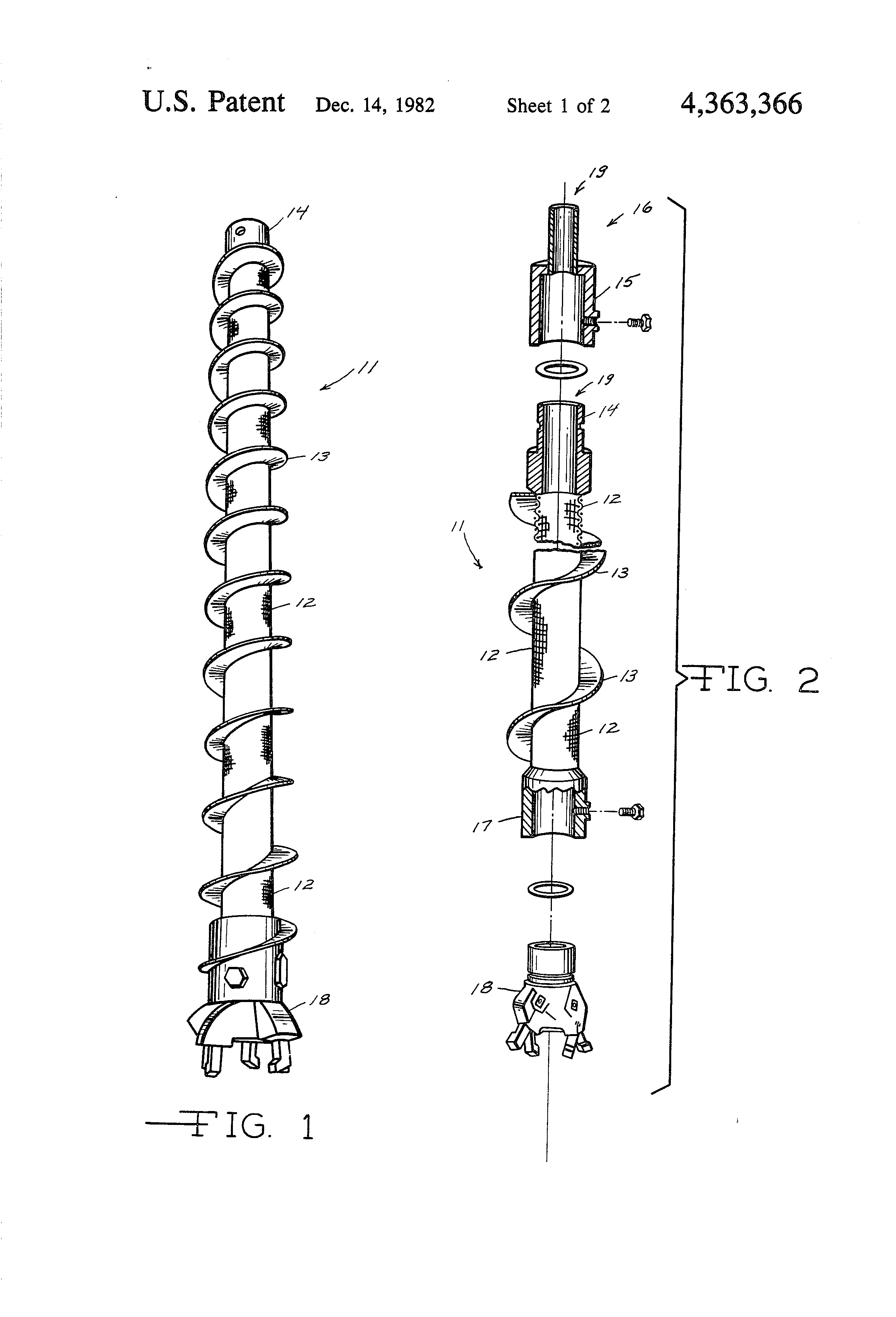 Patent US4363366 - Screened hollow stem auger for use in well drilling ...