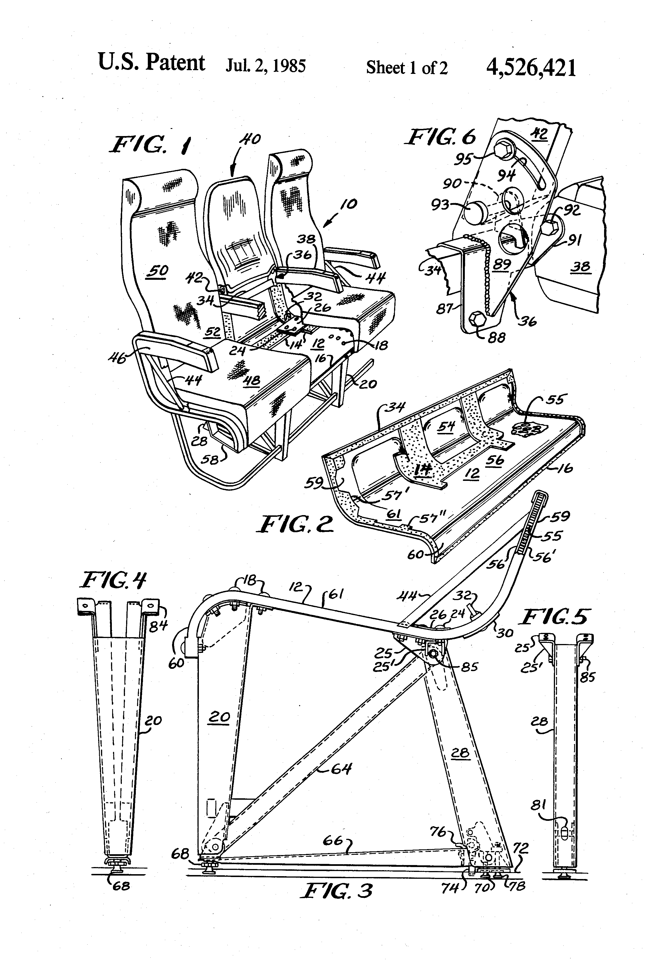 Patent US4526421 - Multi-passenger aircraft seat having composite panel ...