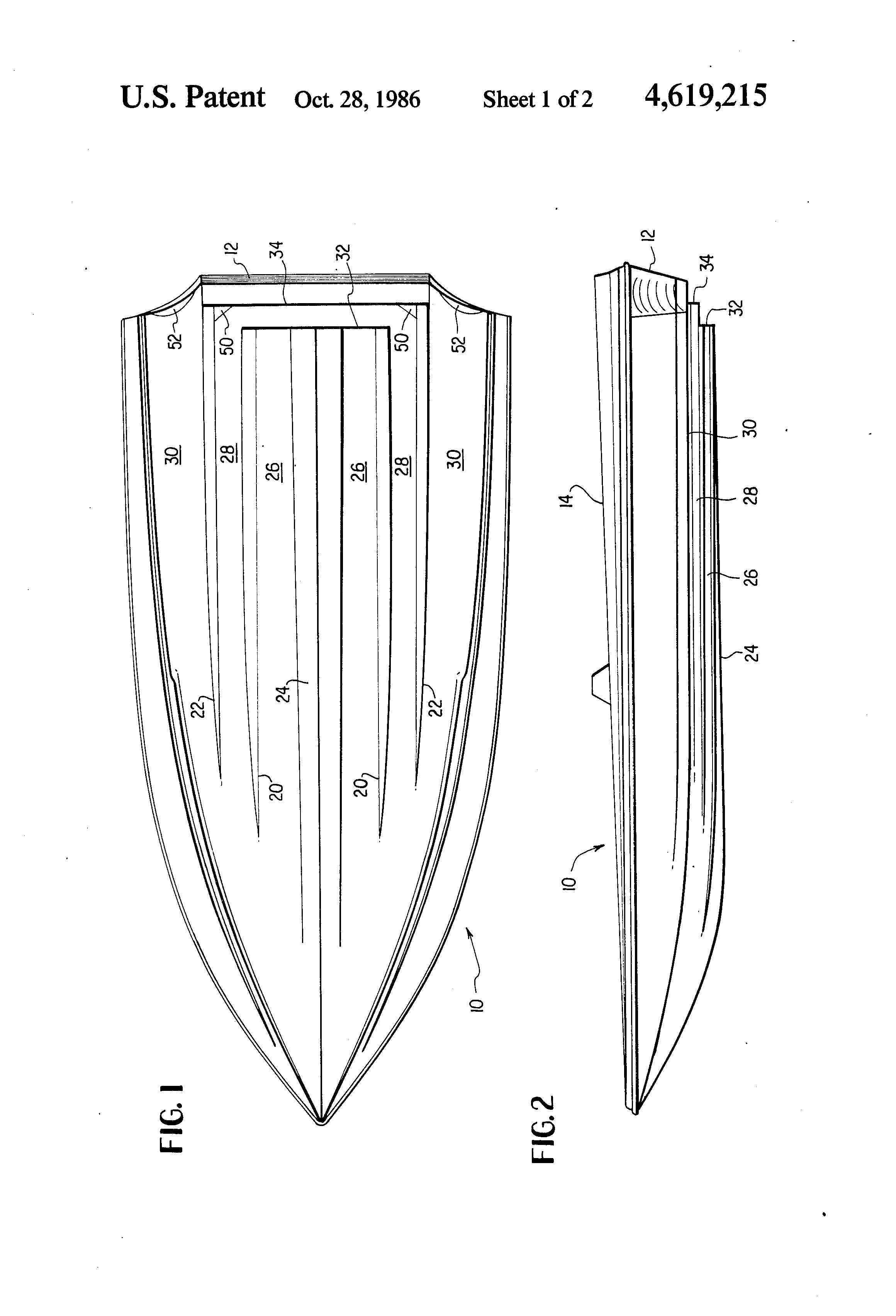 Patent US4619215 - Dual step, vee type planing hull for power boats ...