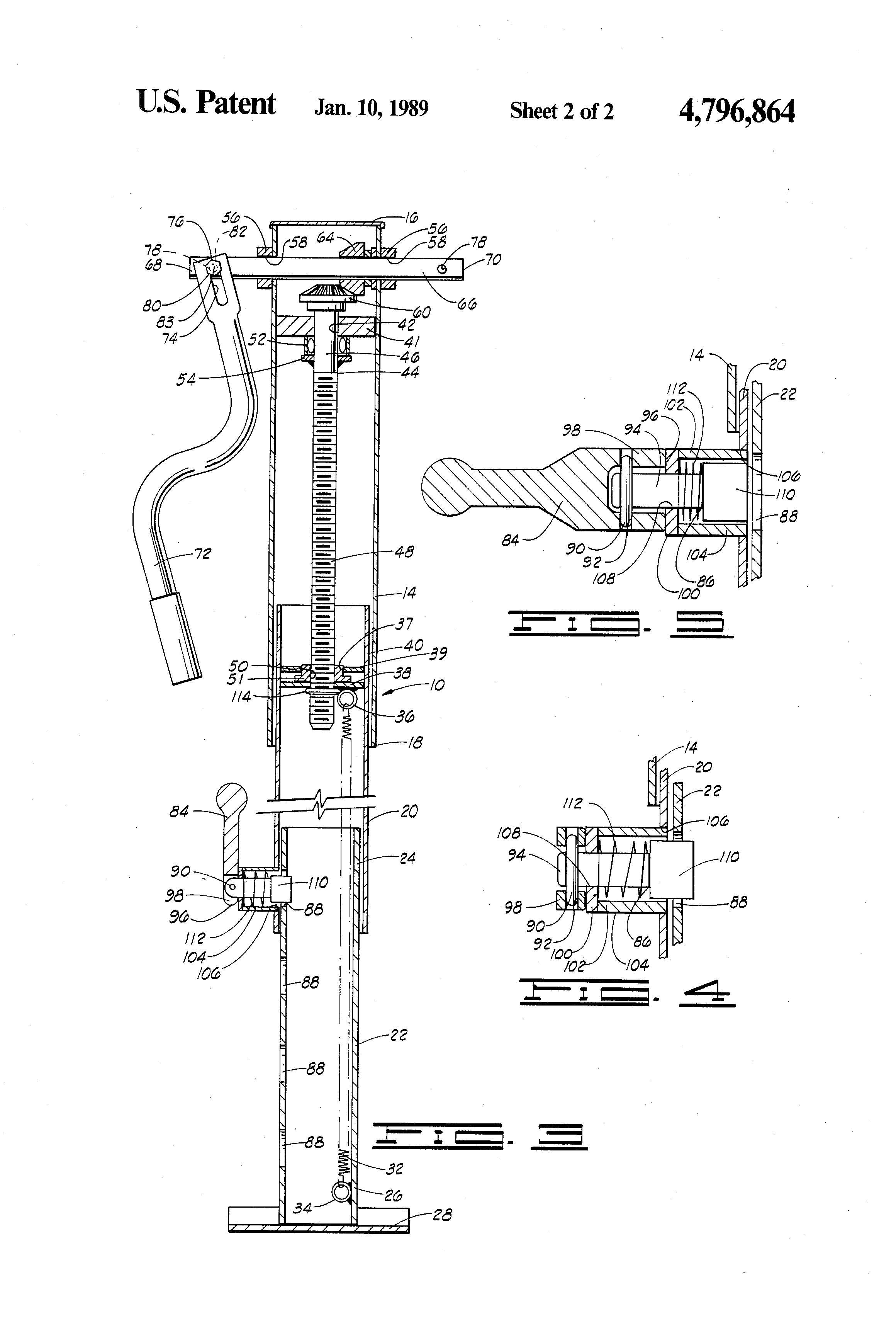 Patent US4796864 - Spring loaded drop foot trailer jack - Google Patents