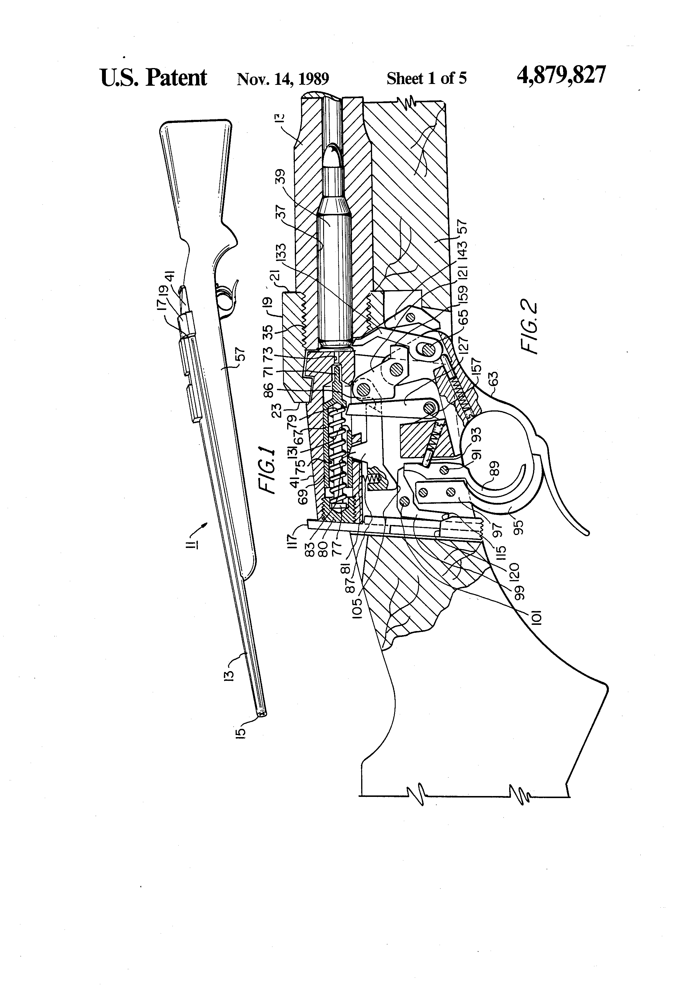 Patent US4879827 - Single shot falling block action rifle - Google Patents