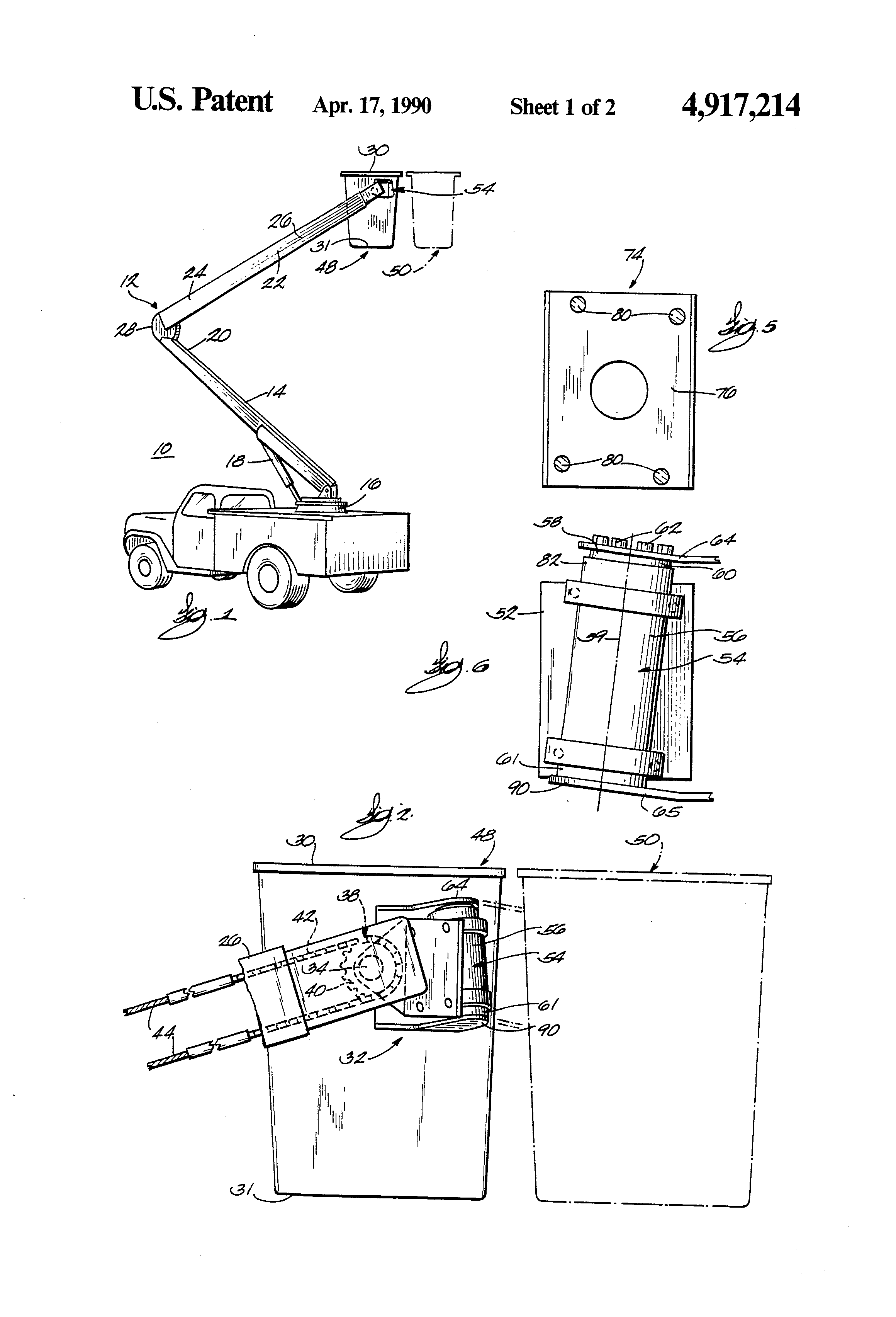 Patent US4917214 - Aerial lift bucket rotation device including bucket ...