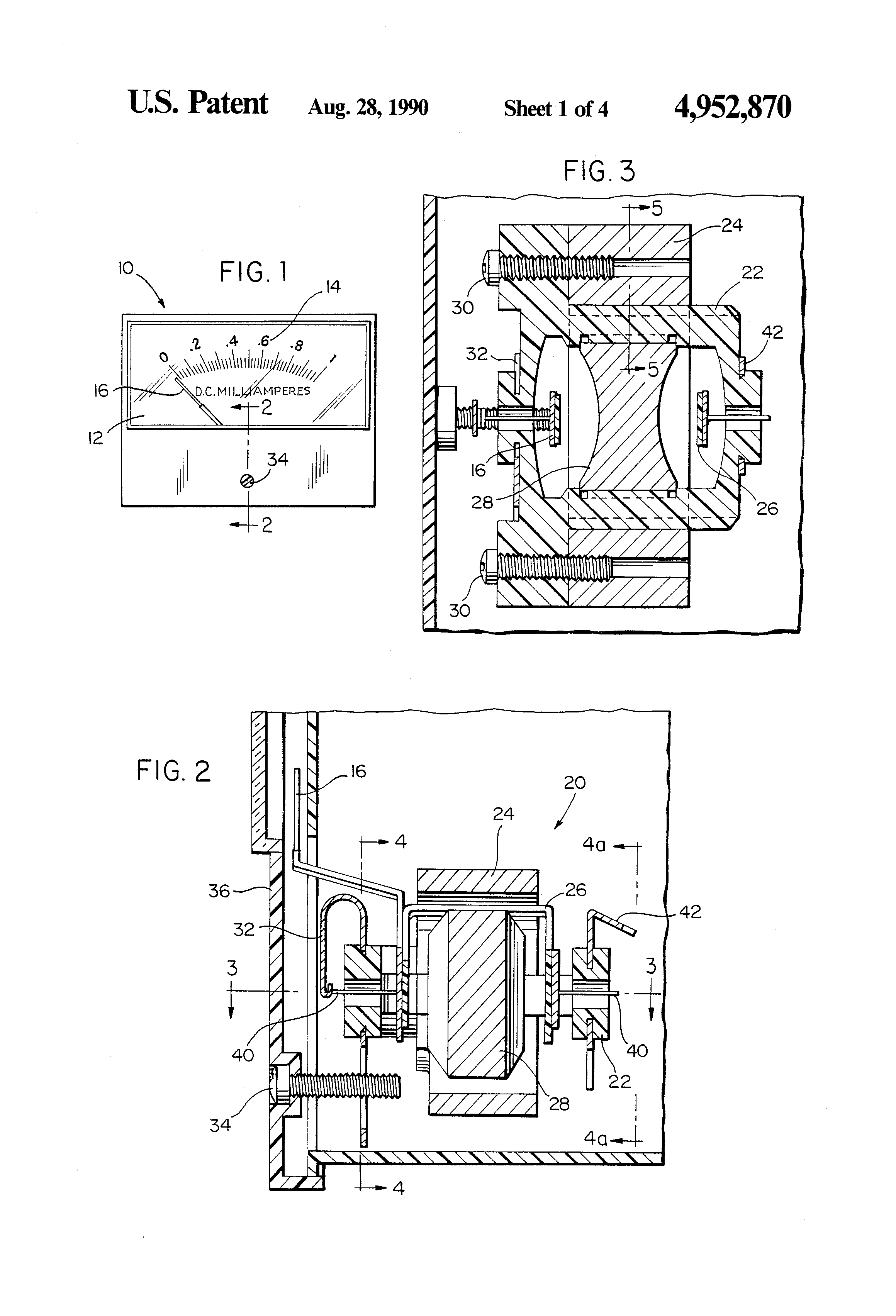 Patent US4952870 - Compact taut band meter movement assembly - Google ...