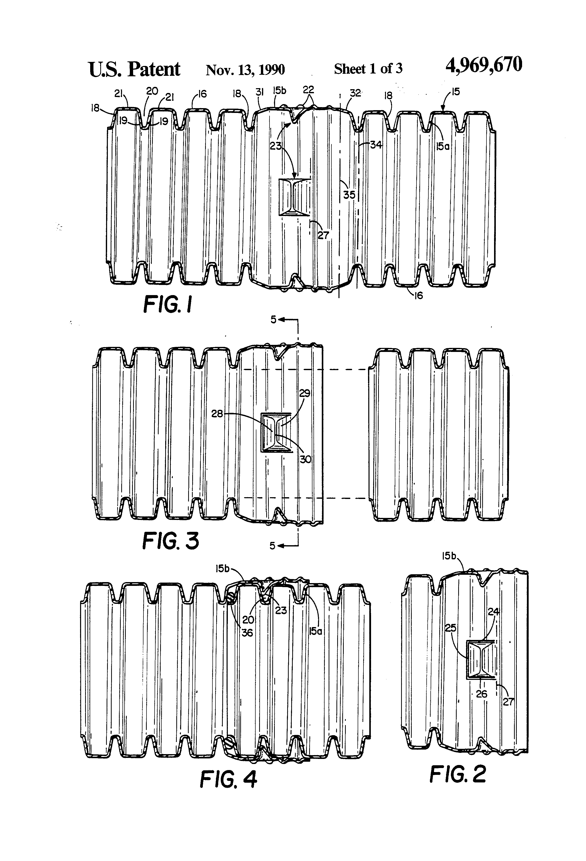 Patent US4969670 - Large diameter corrugated plastic pipe - Google Patents