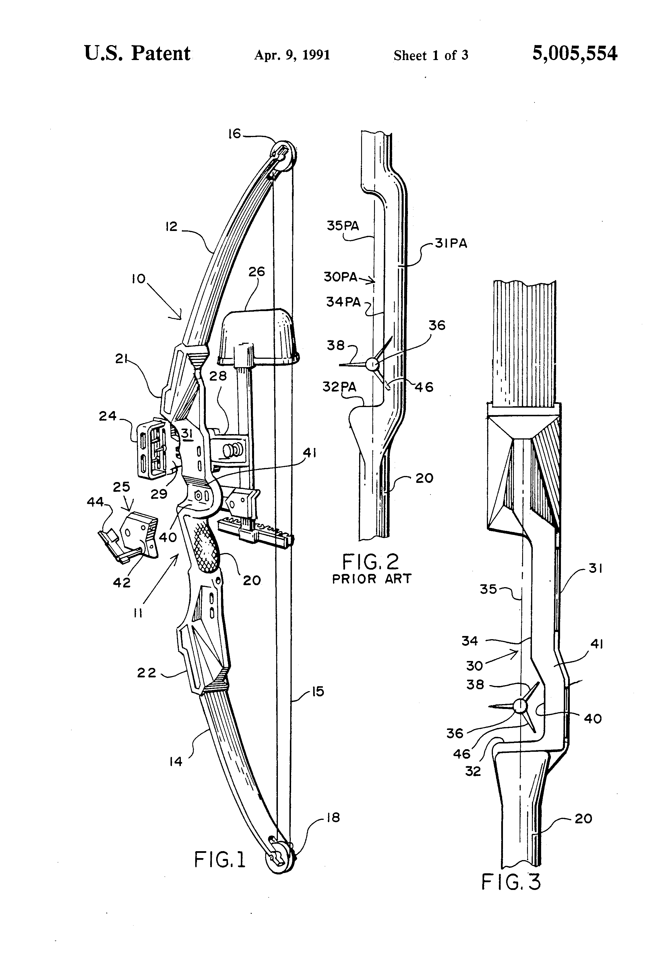 Patent US5005554 - Bow handle riser - Google Patents
