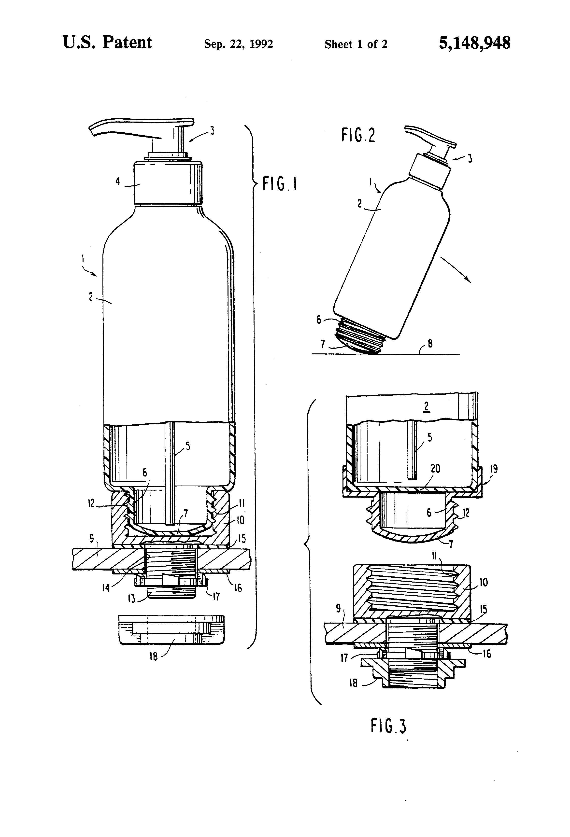 Patent US5148948 - Liquid soap dispenser with mounting base - Google ...