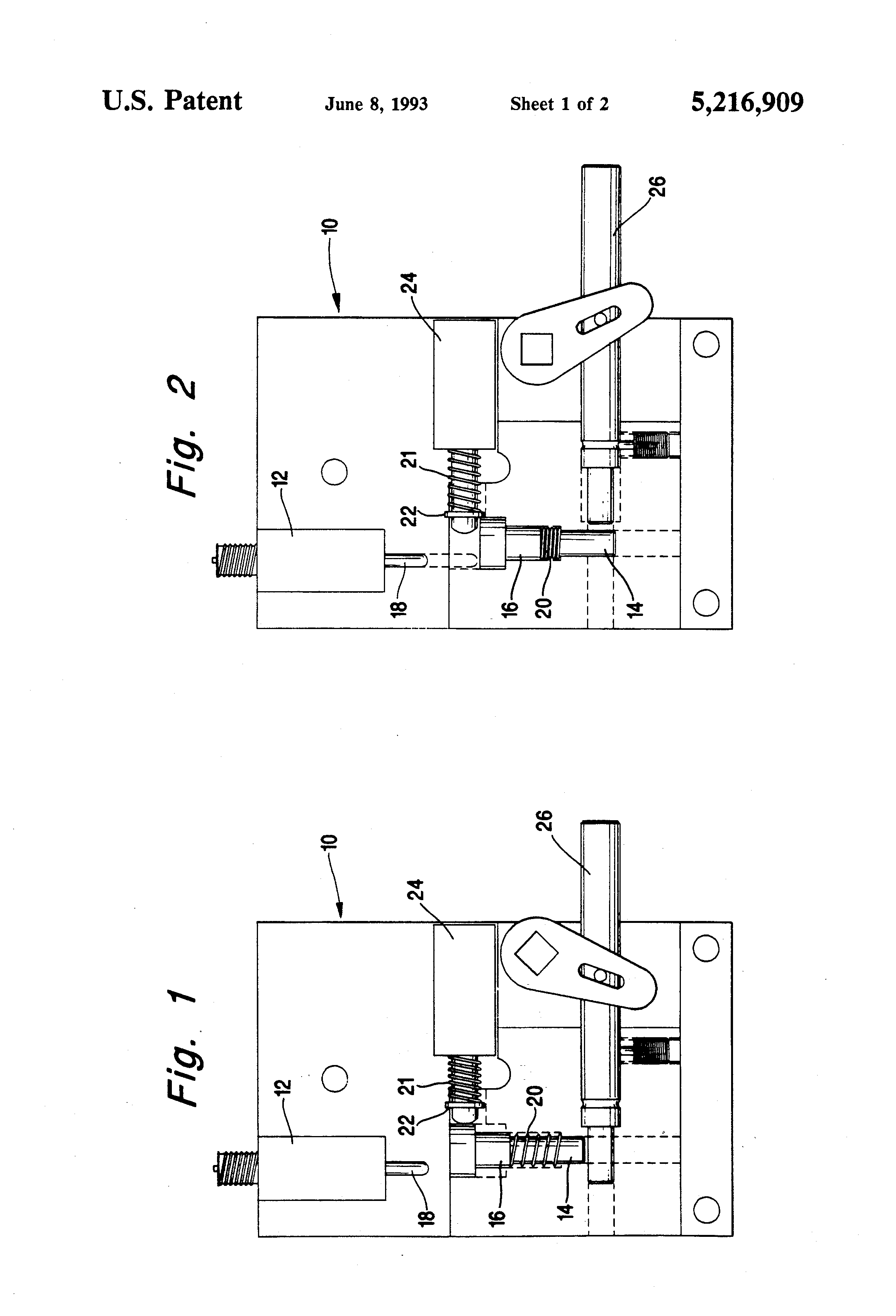 Patent US5216909 - Electro-mechanical locking mechanism - Google Patents