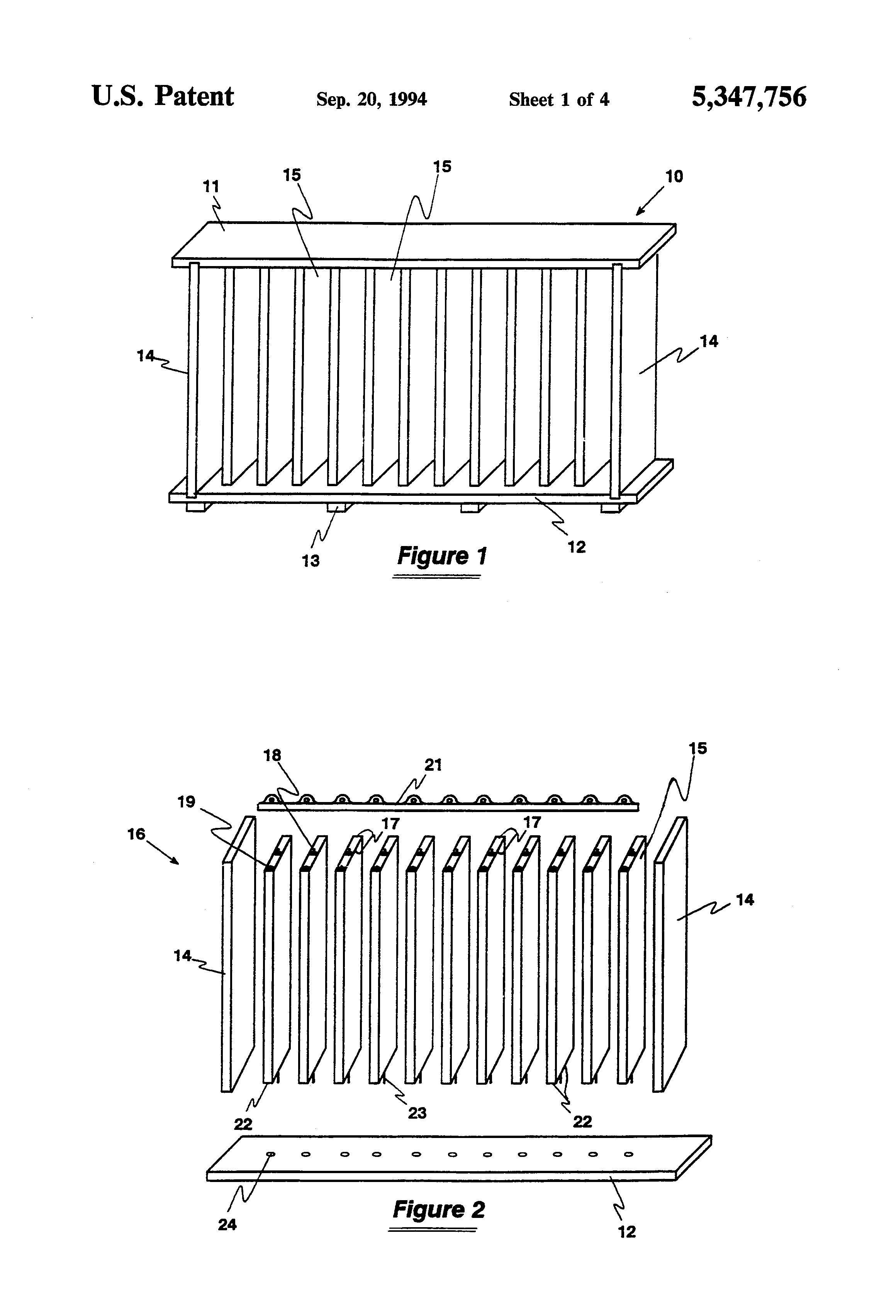 Patent US5347756 - Pivotal and adjustable closure vertical rail louver ...