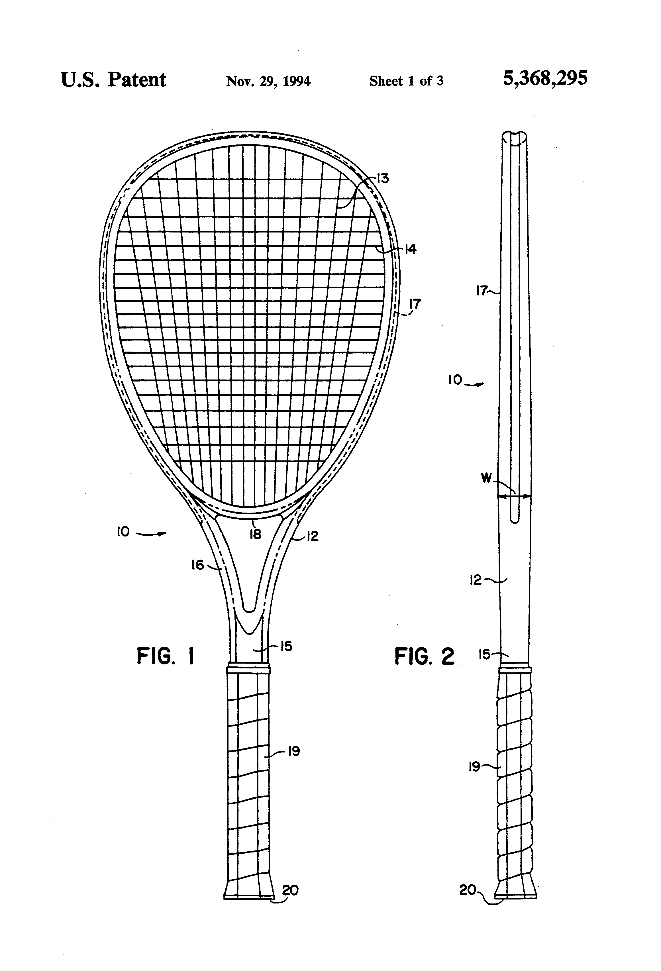 Patent US5368295 - Tennis racket - Google Patents