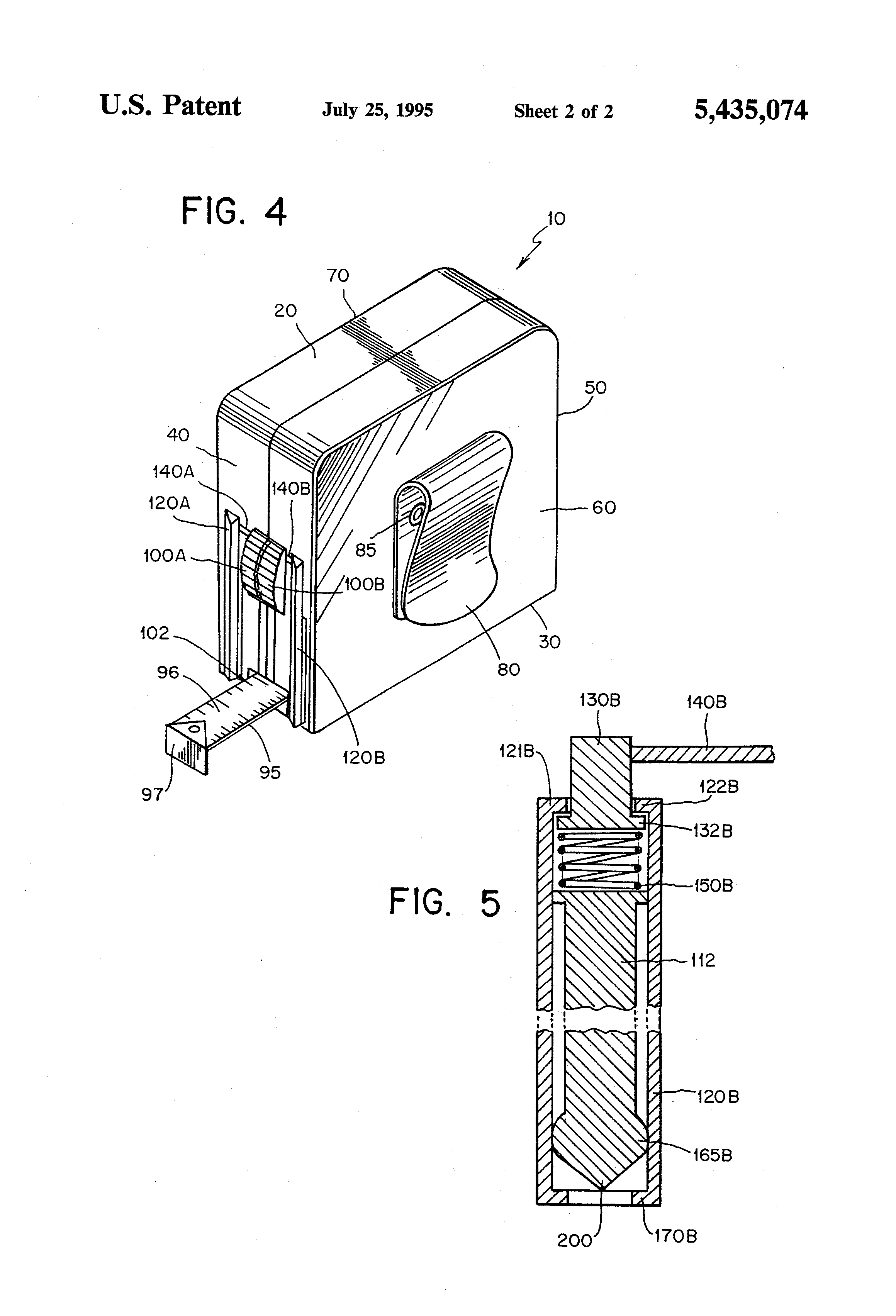 Patent US5435074 - Tape measure and marking device - Google Patents