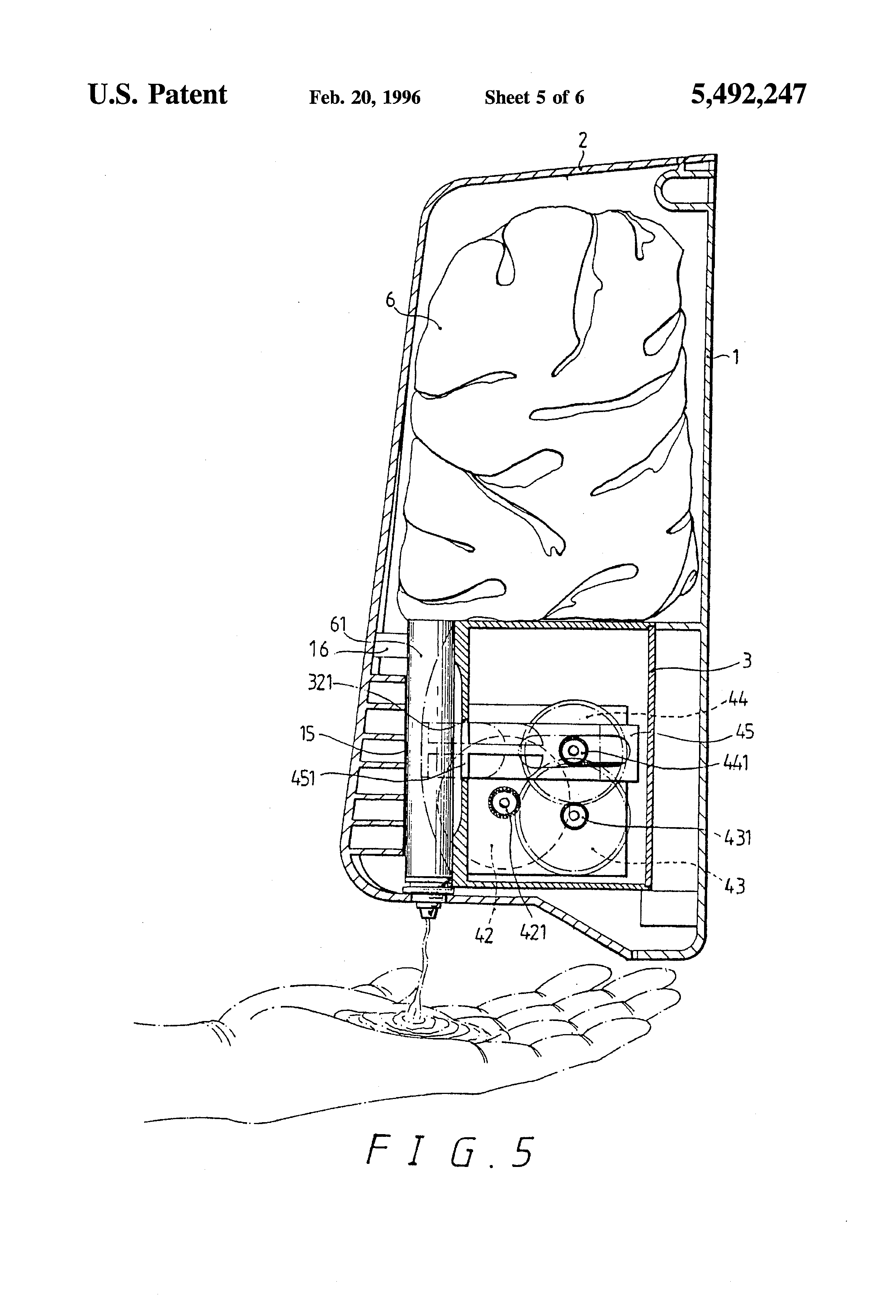 Patent US5492247 - Automatic soap dispenser - Google Patents