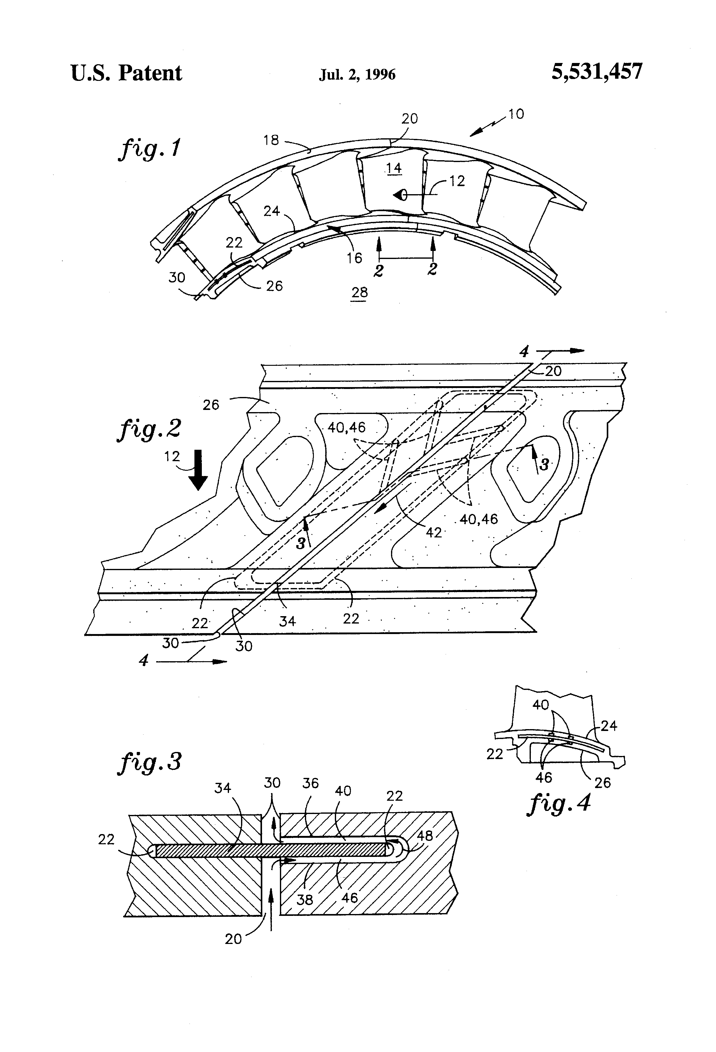 Patent US5531457 - Gas turbine engine feather seal arrangement - Google ...