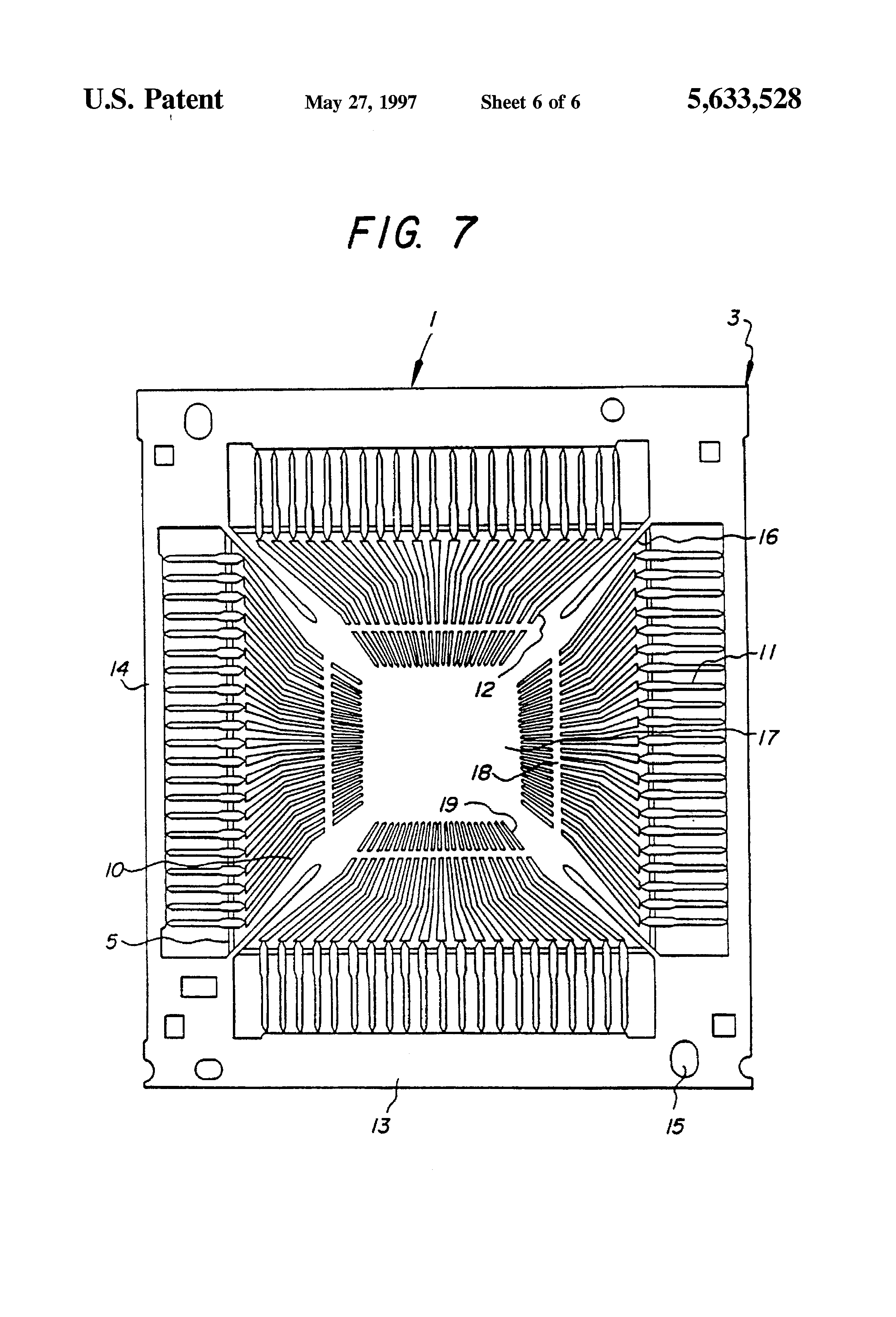 Brevetto US5633528 - Lead frame structure for IC devices with ...