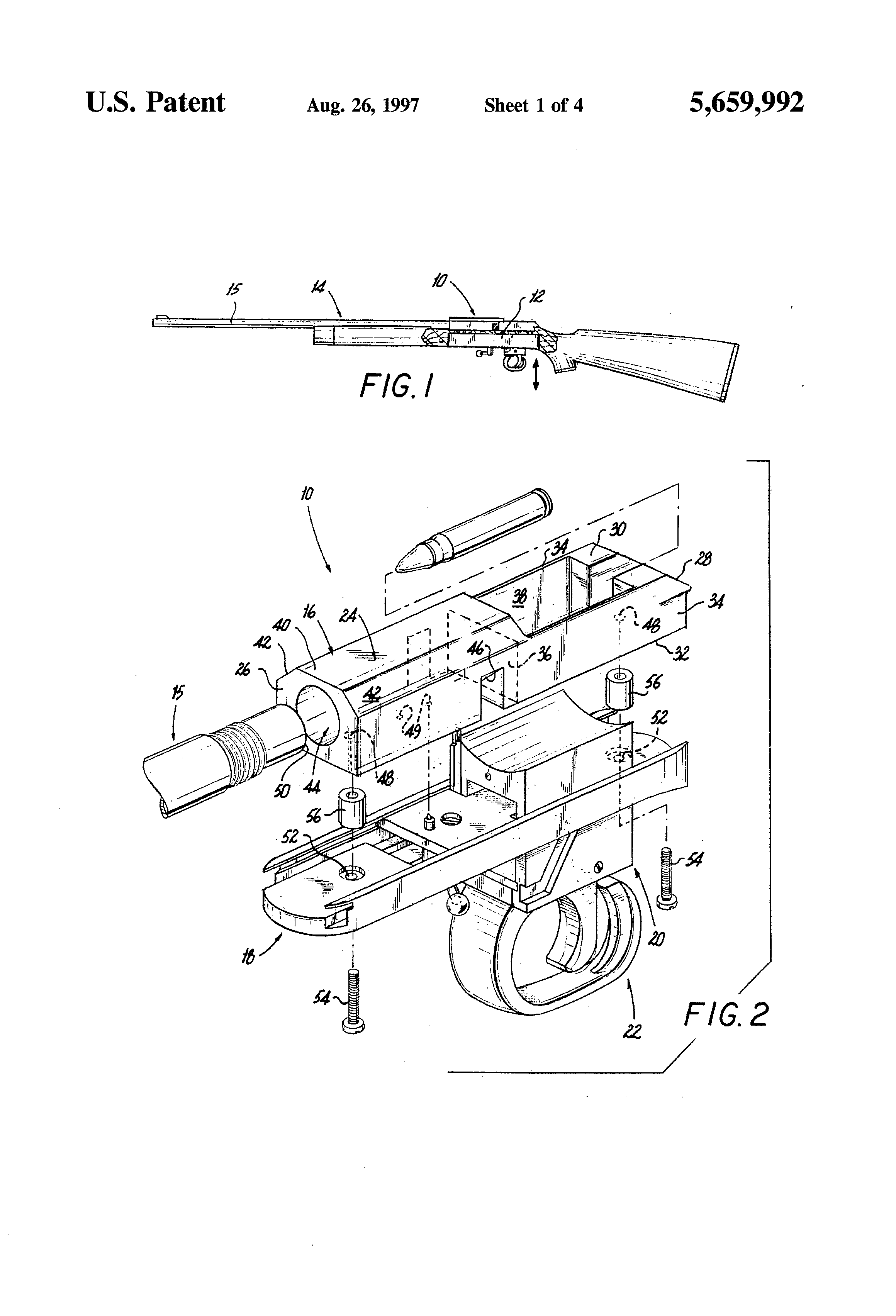 Patent US5659992 - Single-shot falling breech block action - Google Patents