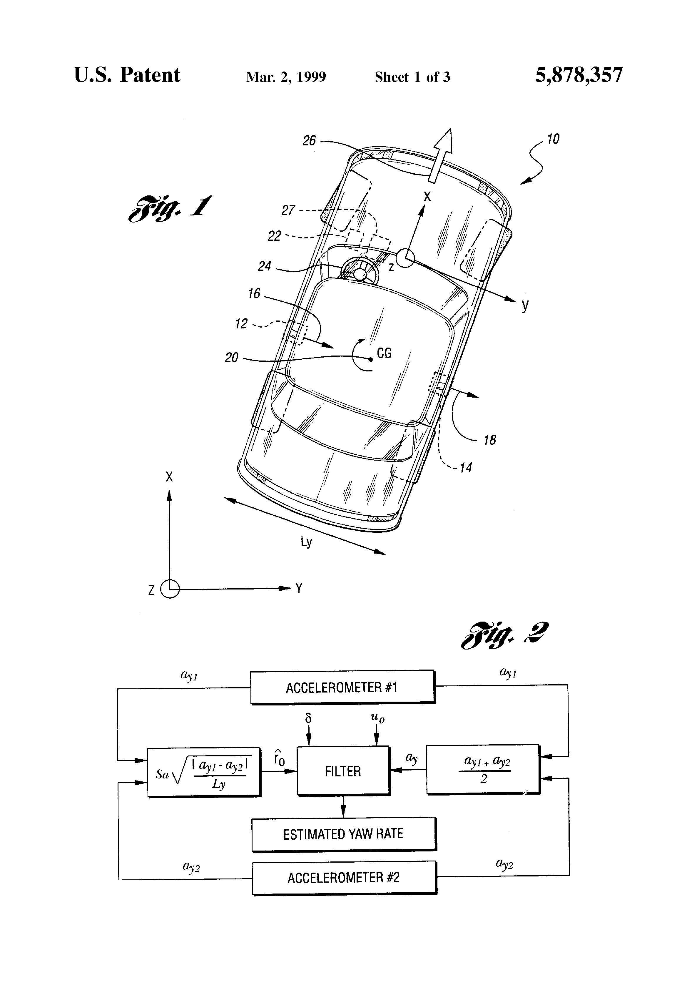 Patent US5878357 - Method and apparatus for vehicle yaw rate estimation ...