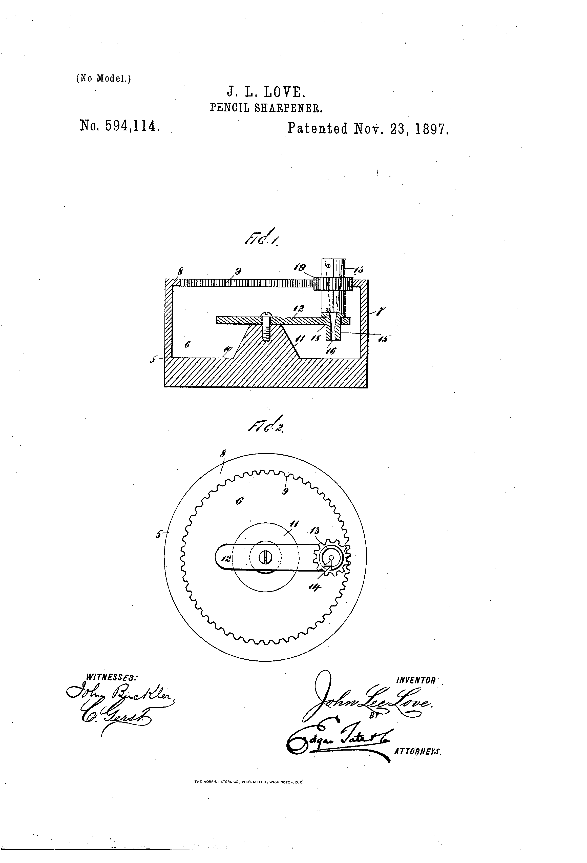 Patent US594114 - Pencil-sharpener - Google Patents