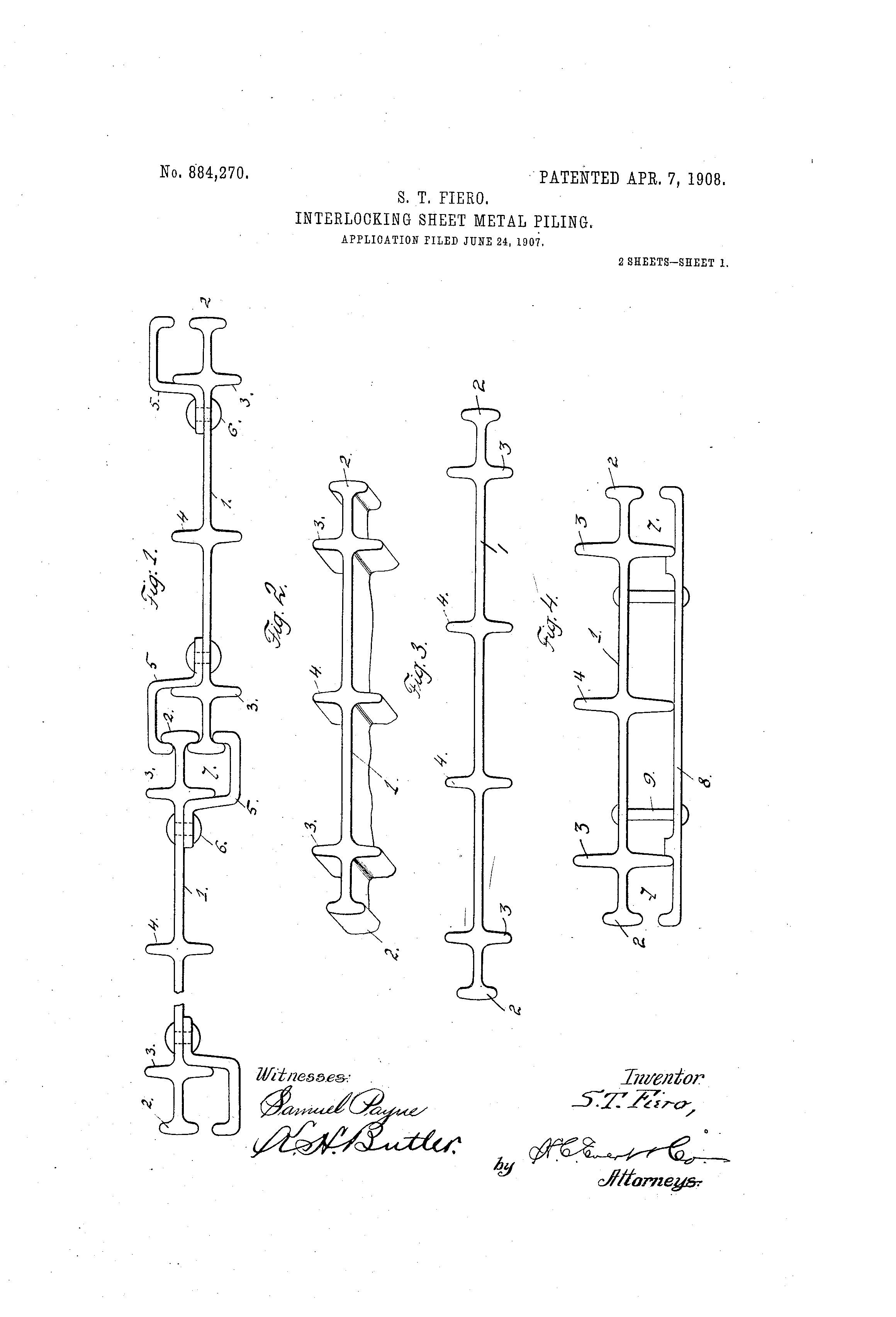 Patent US884270 - Interlocking sheet-metal piling. - Google Patents