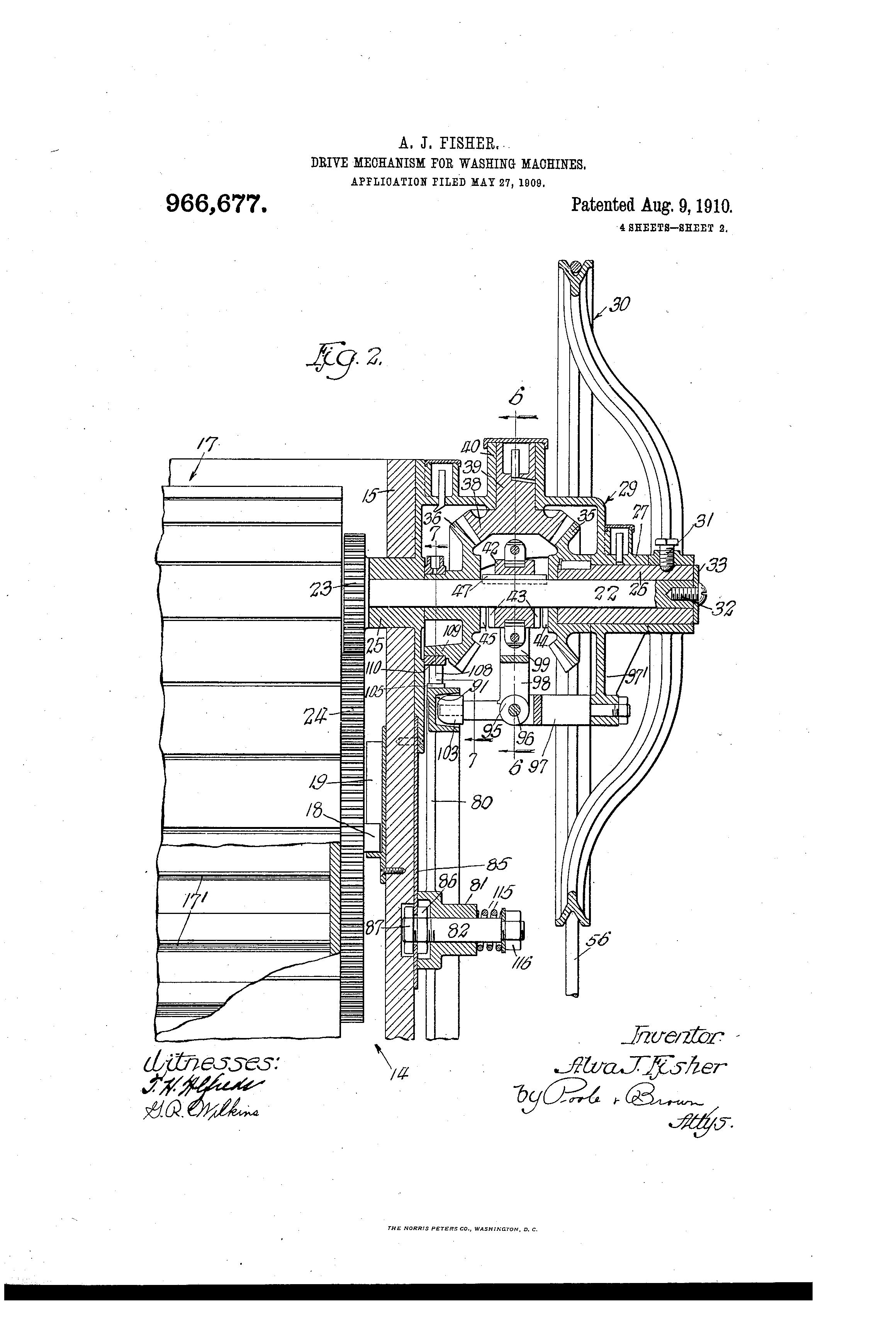 Patent US966677 - Drive mechanism for washing-machines. - Google Patents