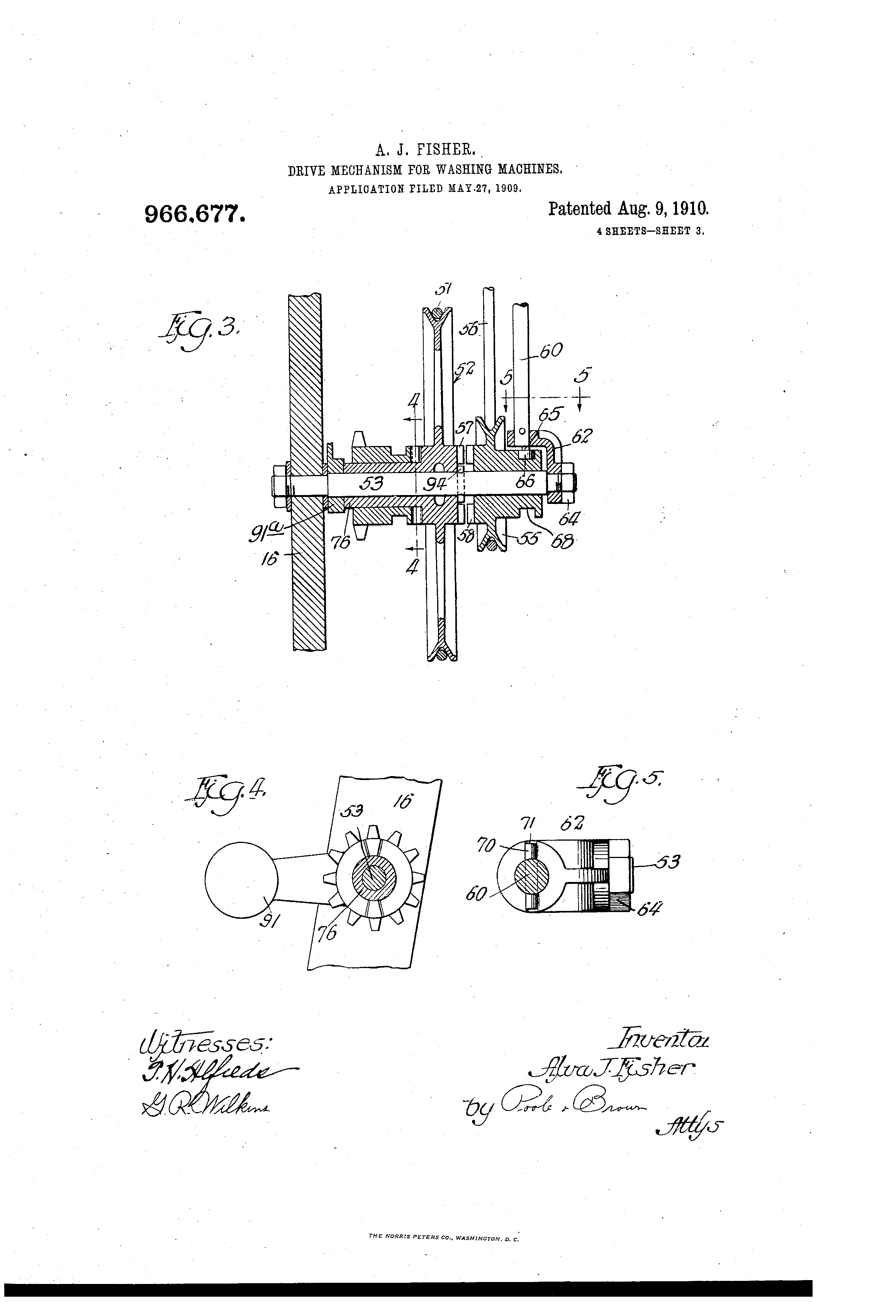 Patent US966677 - Drive mechanism for washing-machines. - Google Patents