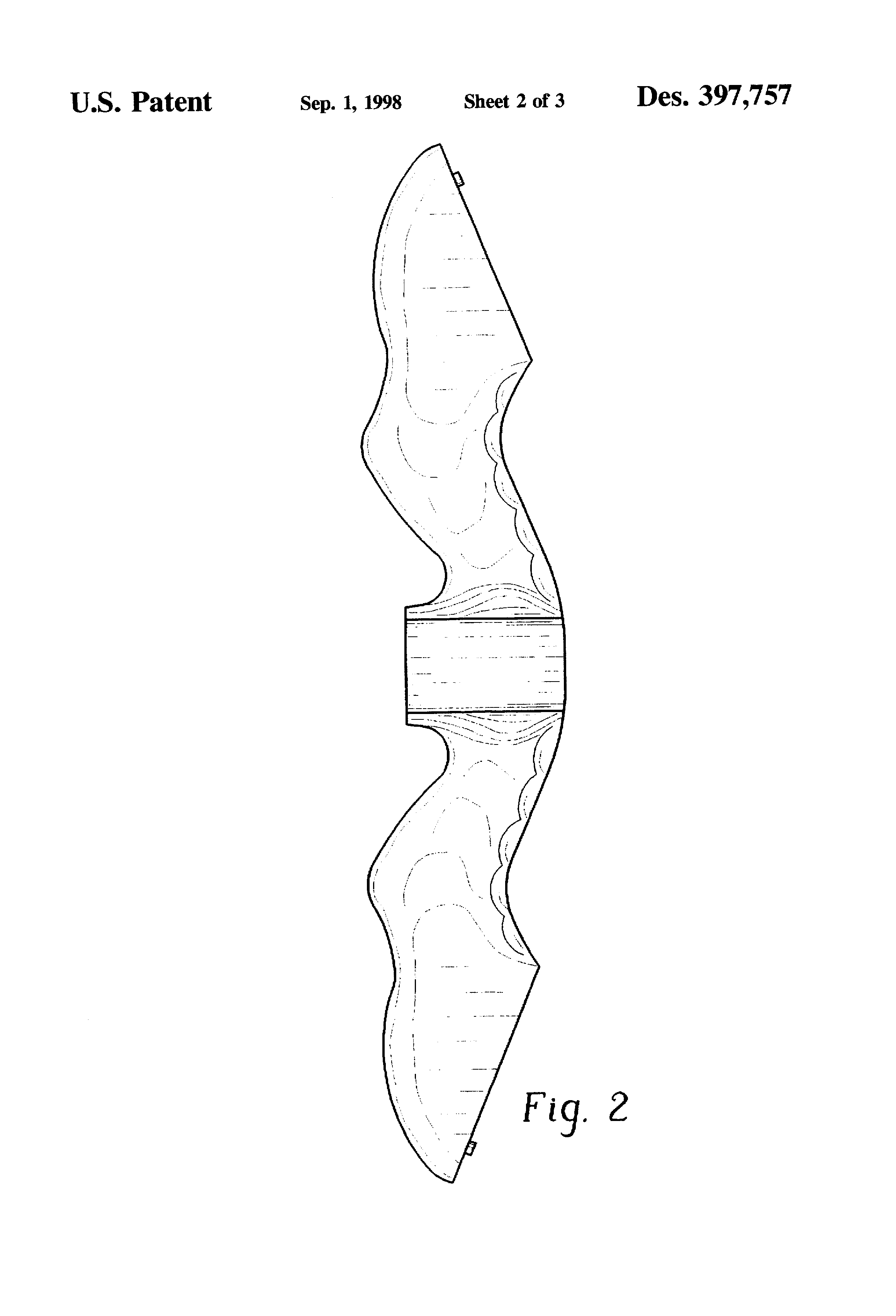 Patent USD397757 - Riser design for an archery bow for right or left ...